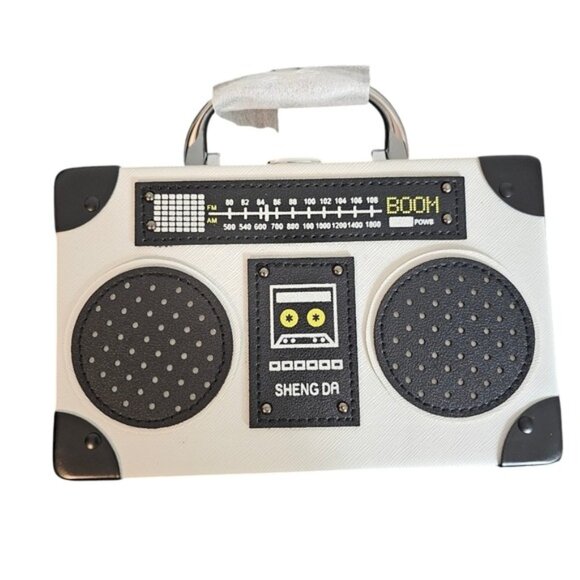 Bags | Vintage Radio Recorder Shaped Box Bag Top Handle Clutch Purse ...